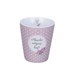 Krasilnikoff Happy Mug Manche m&ouml;gens heiss &Oslash;8,7 x H10cm, 330 ml, pink
