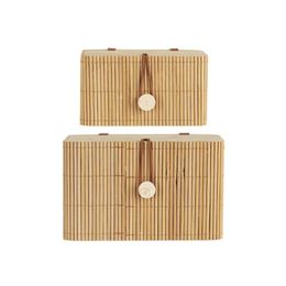 IB Laursen 2er Set Schachtel mit Bambusdeckel Set: L11-14 x B8-15,5 x H6,2-8,7 cm, natur