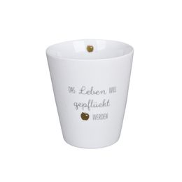 Krasilnikoff Happy Mug, Das Leben will gepfl&uuml;ckt werden 330 ml skandinavische Deko Online Shop