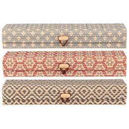 IB Laursen Schachtel, 3er Set mit Muster l&auml;nglich Bambus 20 x 6 x 3.5 cm skandinavische Deko Online Shop