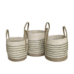Chic Antique Korbset aus getrocknetem Gras 3er Set skandinavische Deko Online Shop