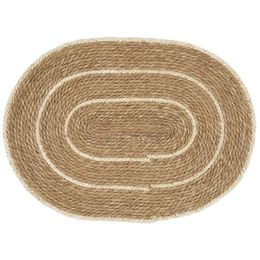 IB Laursen Ovale Seegras T&uuml;rmatte mit Streifen 75 x 55 cm skandinavische Deko Online Shop