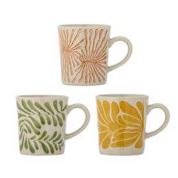 Bloomingville Tassen-Set Fauni aus Steingut &Oslash; 7,5xH8,5 cm, 3er Set