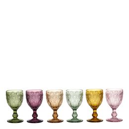 Chic Antique Saint-&Eacute;milion Weingl&auml;ser mit Muster 6er H15/&Oslash; 8 cm verschiedene Farben