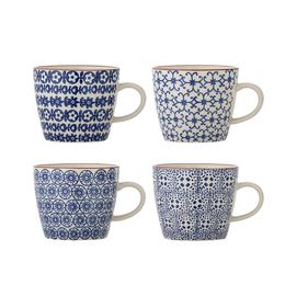 Bloomingville Karine Becher Set aus Steingut, Blau &ndash; 4er-Set im Hygge-Stil &Oslash; 9,5 cm H 8 cm skandinavische Deko Online Shop
