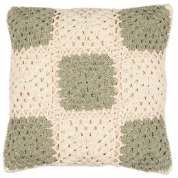 IB Laursen Kissenbezug geh&auml;kelt mit Karomuster 50 x 50 cm skandinavische Deko Online Shop