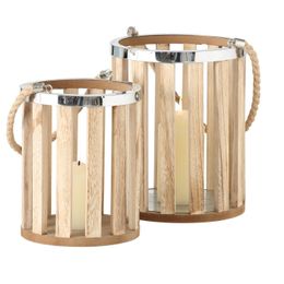 Boltze Windlicht Savena 2er Set H21/&Oslash;17 cm und H25/&Oslash;20 cm, natur skandinavische Deko Online Shop
