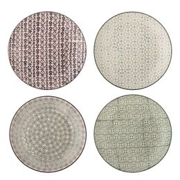 Bloomingville Karine Speiseteller 4er-Set, Bunt Steingut Bunt - &Oslash; 25 cm
