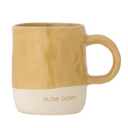 Bloomingville Neo Becher aus Steingut &Oslash; 8 x H10 cm, gelb, Slow down