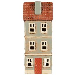IB Laursen Teelicht-Haus My Home Town rostfarbige T&uuml;r 9.5 x 7 x 23.2 cm