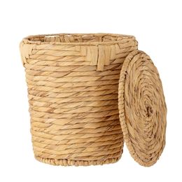 Bloomingville Peri Korb mit Deckel, Bad Abfalleimer, Wasserhyazinthe &Oslash; 26xH28 cm skandinavische Deko Online Shop