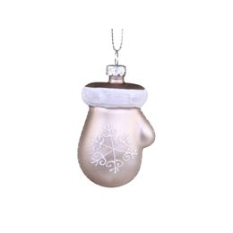 Chic Antique F&auml;ustling mit Glitzer zum Aufh&auml;ngen H6,5/L4/B2 cm, antique mokka