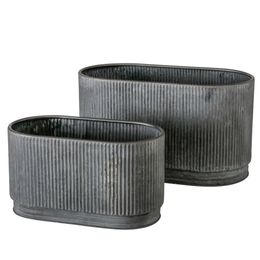 Boltze Metall &Uuml;bertopf Bionda l&auml;nglich, 2er Set 36/47 x 19/25 x 20/26 cm