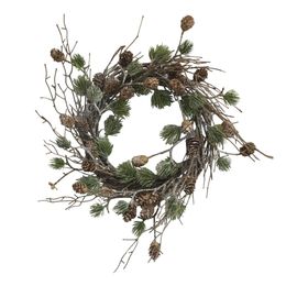 Chic Antique Fleur Kranz aus Zedernholz mit Zapfen D40 cm, gr&uuml;n