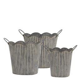 Chic Antique &Uuml;bertopf-Set mit Rillen & Griffen - 3er Set max 19 x 14 x 18,5 cm skandinavische Deko Online Shop