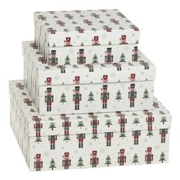 Chic Antique Geschenkbox 3er-Set mit Nussknacker H9/L25/B25 cm, creme