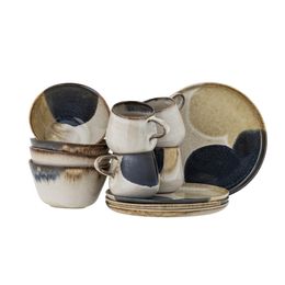 Bloomingville Jules Fr&uuml;hst&uuml;ck Set aus Steingut diverse Farben, 4x3 Teile