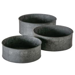 Boltze Metall &Uuml;bertopf Bionda flach, 3er Set &Oslash; 24/28/30, H&ouml;he 9/10/11 cm