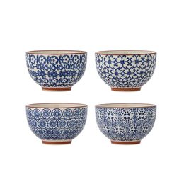 Bloomingville Karine Schale aus Steingut, Blau, 4er-Set Blau - 6 cm, &Oslash; 10 cm, 4er-Set skandinavische Deko Online Shop
