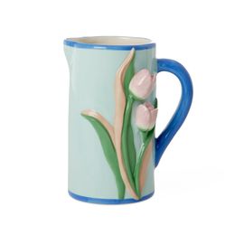 Rice Handbemalter Keramik Krug mit Tulpen 1,4 Liter