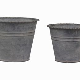 Chic Antique Franz&ouml;sische &Uuml;bert&ouml;pfe 2er Set H10/D13 cm antique zink