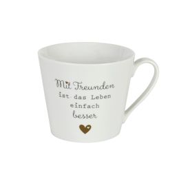 Krasilnikoff Happy Cup, Mit Freunden ist das Leben einfach besser &Oslash; 10, H&ouml;he 9 cm