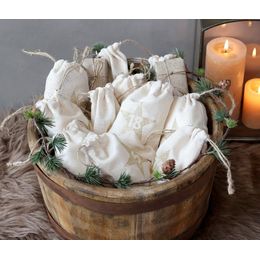 Chic Antique Adventskalendert&uuml;ten 1-24 H14,5/L9,5/B0,5 cm creme