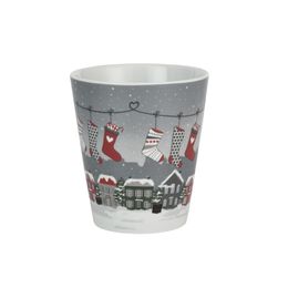 Krasilnikoff Happy Mug Weihnachtsbecher Stockings in City &Oslash; 8.8, H&ouml;he 10 cm