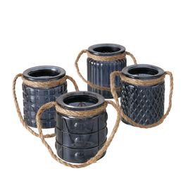 Boltze Windlicht Trax 4er Set H9/&Oslash;8 cm, dunkelgrau skandinavische Deko Online Shop