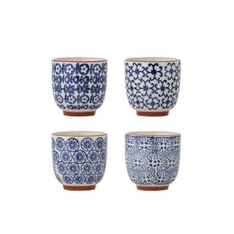 Bloomingville Karine Tasse aus Steingut &ndash; Blau, 4er-Set &Oslash; 7 x H 7 cm, 4er-Set skandinavische Deko Online Shop