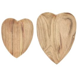 IB Laursen Herzf&ouml;rmiger Schalensatz 2er Set Akazienholz 15 - 20 cm