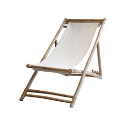 Chic Antique Lyon Liegestuhl mit Leinen Bambus H80/L112/B60 cm skandinavische Deko Online Shop
