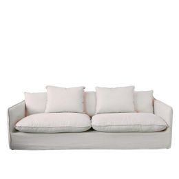 Chic Antique Sofa Malo Leinen mit 5 Kissen 220 x 95 x 75 cm, leinen skandinavische Deko Online Shop
