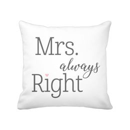 Krasilnikoff Kissenbezug Mrs. Always Right 50 x 50 cm, wei&szlig;