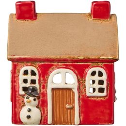 IB Laursen Weihnachtliches Teelichthaus Stillenat mit Schneemann 9,5 x 7,5 x 10,5 cm