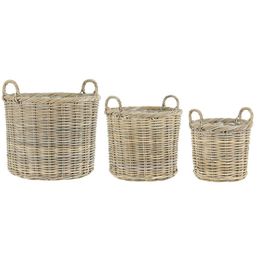 IB Laursen 3er Korbsatz Rattan mit 2 Henkeln 51, &Oslash; 52 cm skandinavische Deko Online Shop