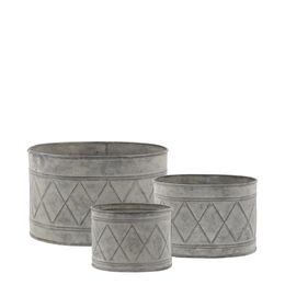 Chic Antique Metall &Uuml;bert&ouml;pfe mit Muster im 3er Set 18 x 13,5 x 12 cm