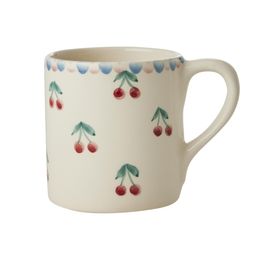Rice Keramik Becher mit handgemalten Kirschen 420 ml &Oslash; 8 cm, H&ouml;he 9 cm skandinavische Deko Online Shop