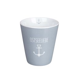Krasilnikoff Happy Mug Becher Ostseeliebe 330 ml, grau skandinavische Deko Online Shop