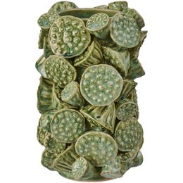 IB Laursen Vase Lotus glasiert Staubiges Gr&uuml;n - H 23,5 &Oslash; 17 cm skandinavische Deko Online Shop