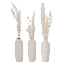 Boltze Vase Bianca mit Samtgras 3er wei&szlig;, 16 cm