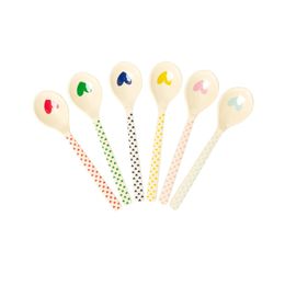 Rice Melamin Teel&ouml;ffel-Set "Herzchen Print" &ndash; 6er-Set L14cm, diverse skandinavische Deko Online Shop