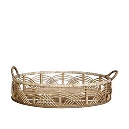 Chic Antique Tablett aus Bambus und Rattan H&ouml;he 15, &Oslash; 45 cm skandinavische Deko Online Shop
