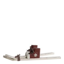 Chic Antique Vintage Ski mit Stiefeln H7/L33/B12 cm, Wei&szlig; skandinavische Deko Online Shop