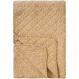 IB Laursen Quilt Bl&uuml;tenzauber &ndash; Beige mit gelben, gr&uuml;nen & himbeerfarbigen Blumen 180 x 130 cm