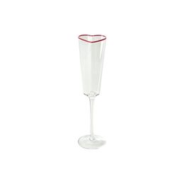 Rice Herz-Sektglas mit rotem Rand 6 x 6,8 x 25 cm, 155 ml