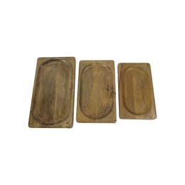 HSM Collection Servierbretter Natural Mangoholz 3er-Set 46x26/20x23/36x20 cm