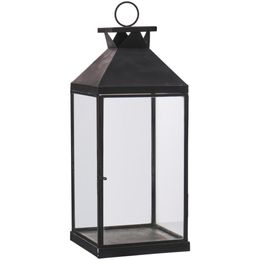 IB Laursen Laterne Metall & Glas &ndash; Skandinavischer Landhausstil Schwarz - &Oslash; 13,2 x H 31,5 cm