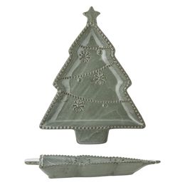 Bloomingville Alder Servierplatte Tannenbaum, Steingut L24xH2,5xB19 cm