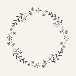 IB Laursen Serviette mit Blumenkranz 40 x 40 cm, creme/schwarz